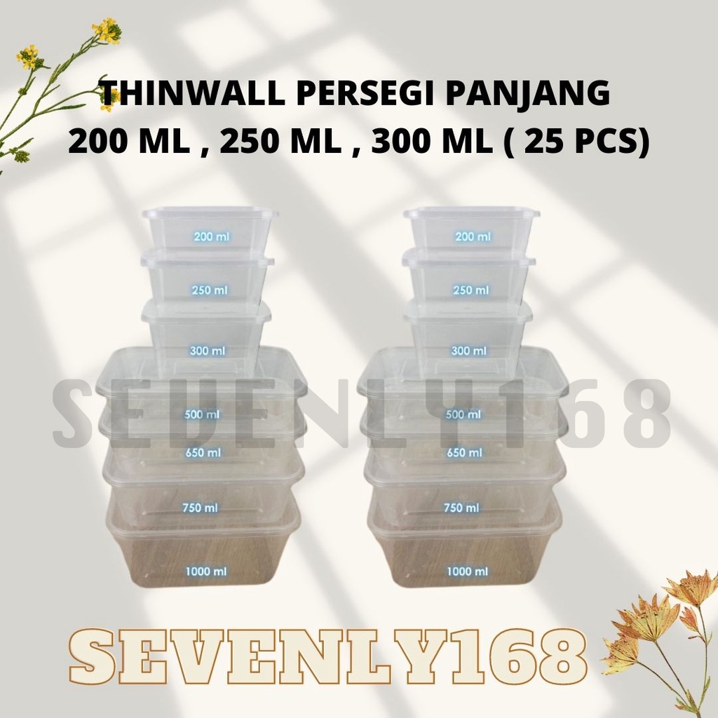 Jual THINWALL PERSEGI PANJANG 200 ML , 250 ML , 300 ML ( 25 PCS) | Shopee Indonesia
