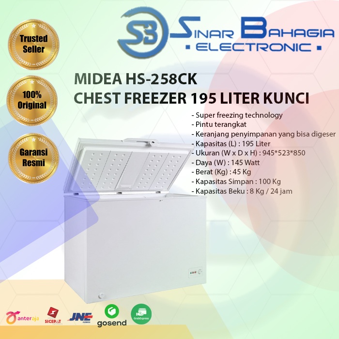 Jual MIDEA HS-258CK CHEST FREEZER 195 LITER KUNCI (NEW) (KHUSUS BANDUNG ...