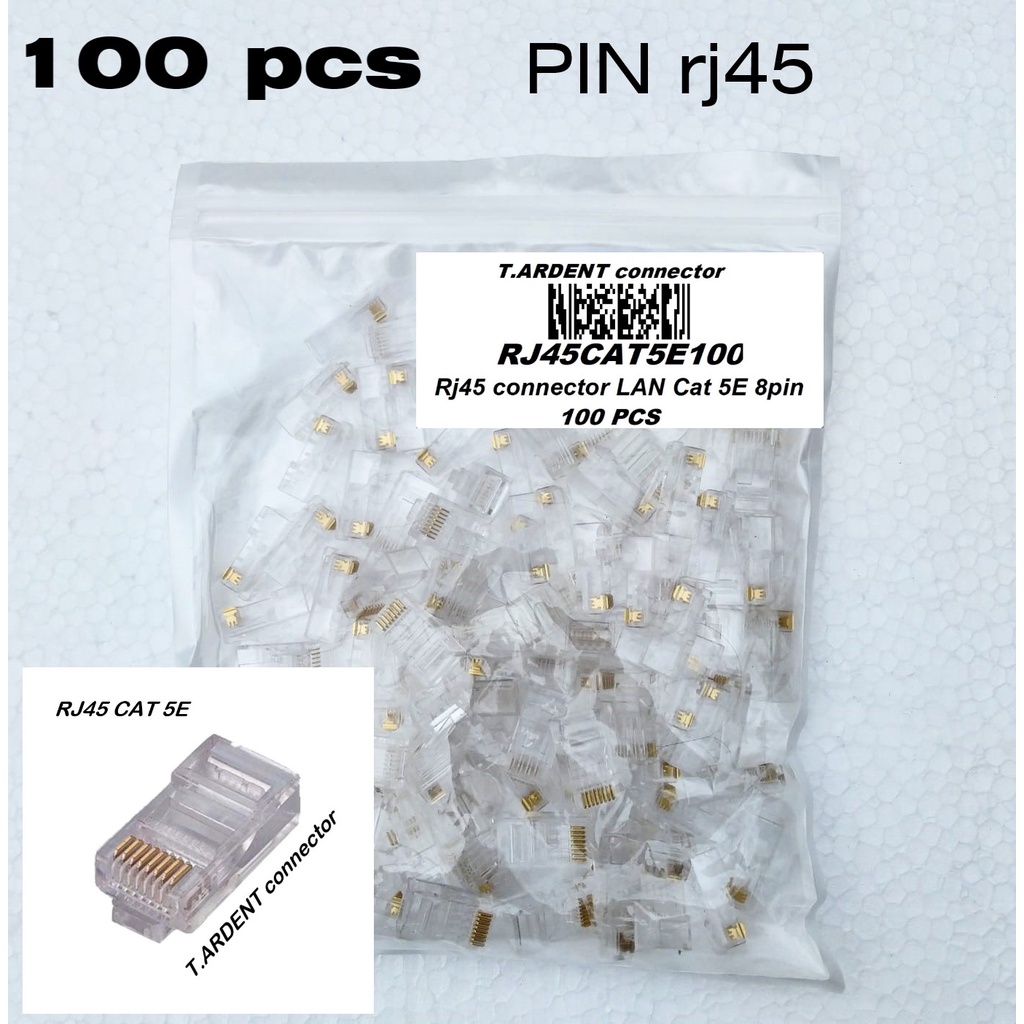 Jual Konektor UTP RJ 45 isi 100 cat 5e /jack conector rj45 T.ARDENT ...