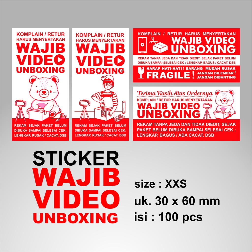 Jual STICKER WAJIB VIDEO UNBOXING (100 pcs) size XXS 3x6 cm | Shopee ...