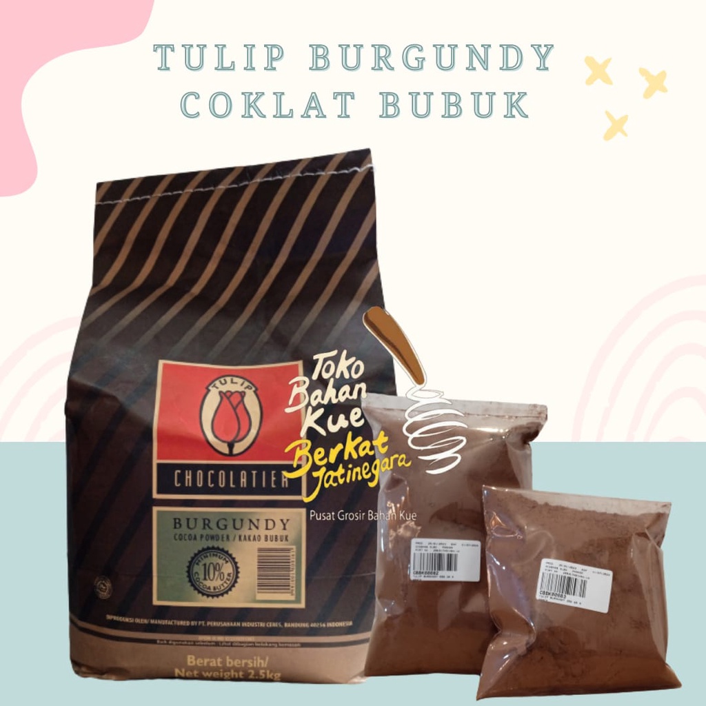 Jual TULIP BURGUNDY PURE COCOA POWDER COKLAT BUBUK 10 % FAT REPACK 500 ...