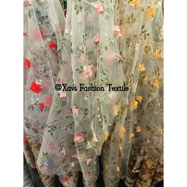 Jual Kain Organza Kaca Premium Lembut 3D || Harga Per Setengah Meter ...