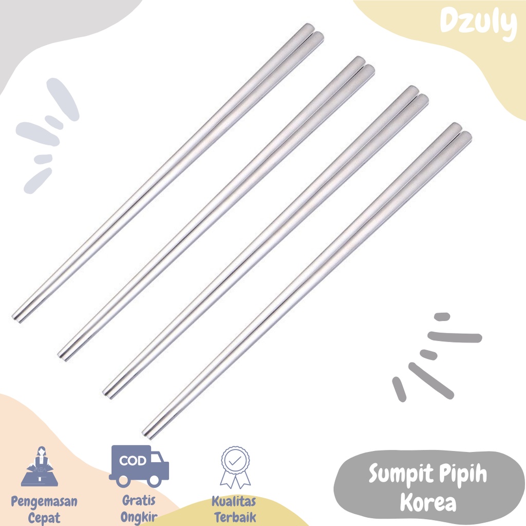 Jual Sumpit Stainless Sujeo/Sumpit Pipih/Sumpit Flat/Flat Chopsticks ...
