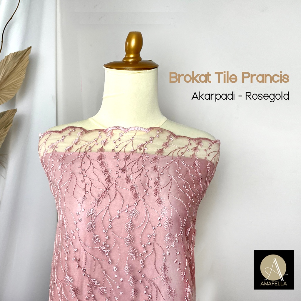Jual 1/2 meter Kain Brokat Brukat Tile Prancis Bahan Kebaya Motif Akar ...