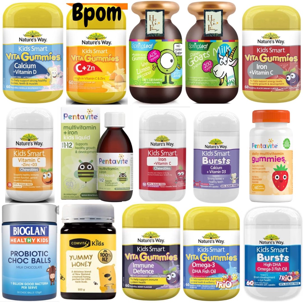 Jual Nature's Way Kids Smart Omega 3 Dha Trio Putih, CAL VIT D3, VIT C ...