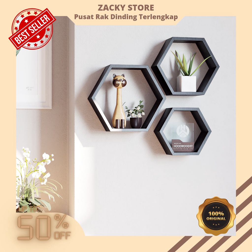 Jual Rak Tempel Dinding Hexagon Multifungsi Hemat Ruang Minimalis ...
