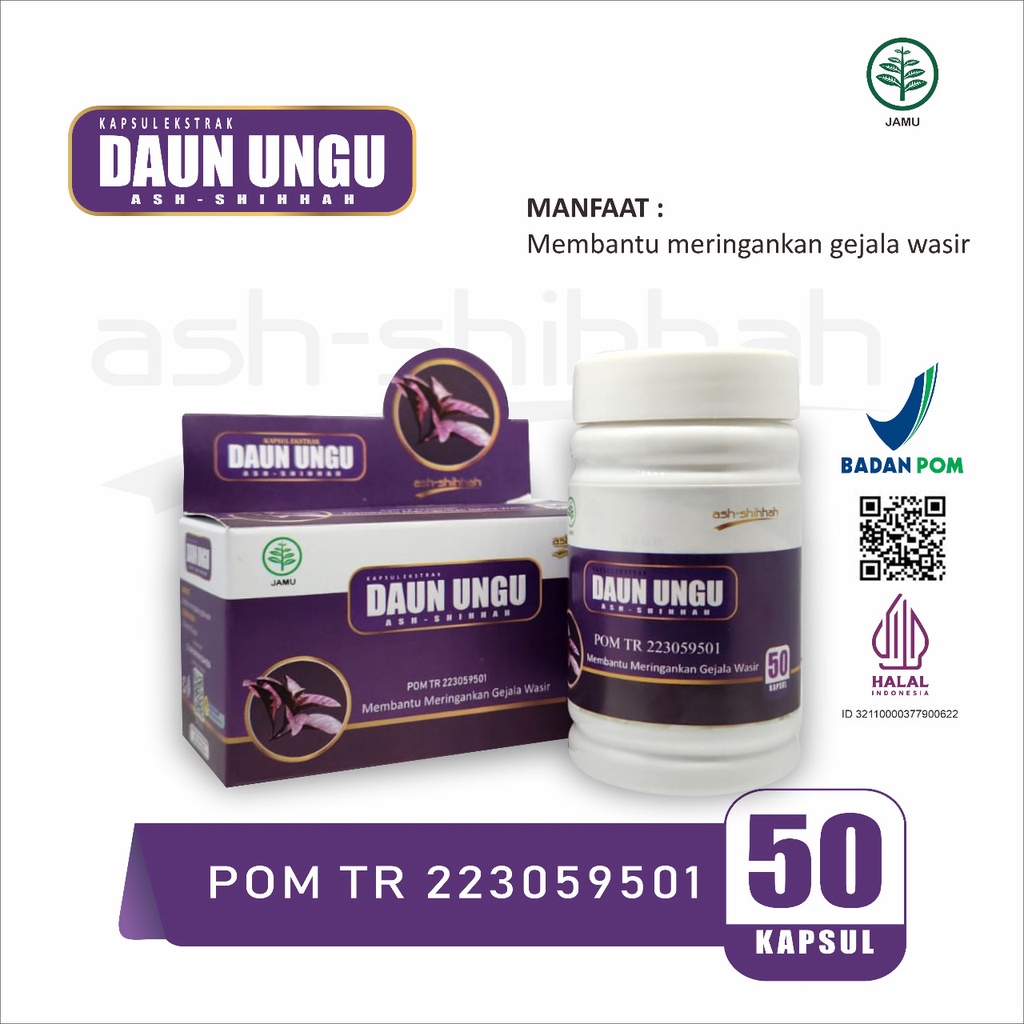 Jual Obat wasir isi 50 kapsul Obat Herbal Daun Ungu Wasir Ambeien ...