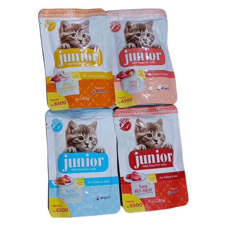 Jual junior cat pouch 85gr pakan kucing basah | Shopee Indonesia