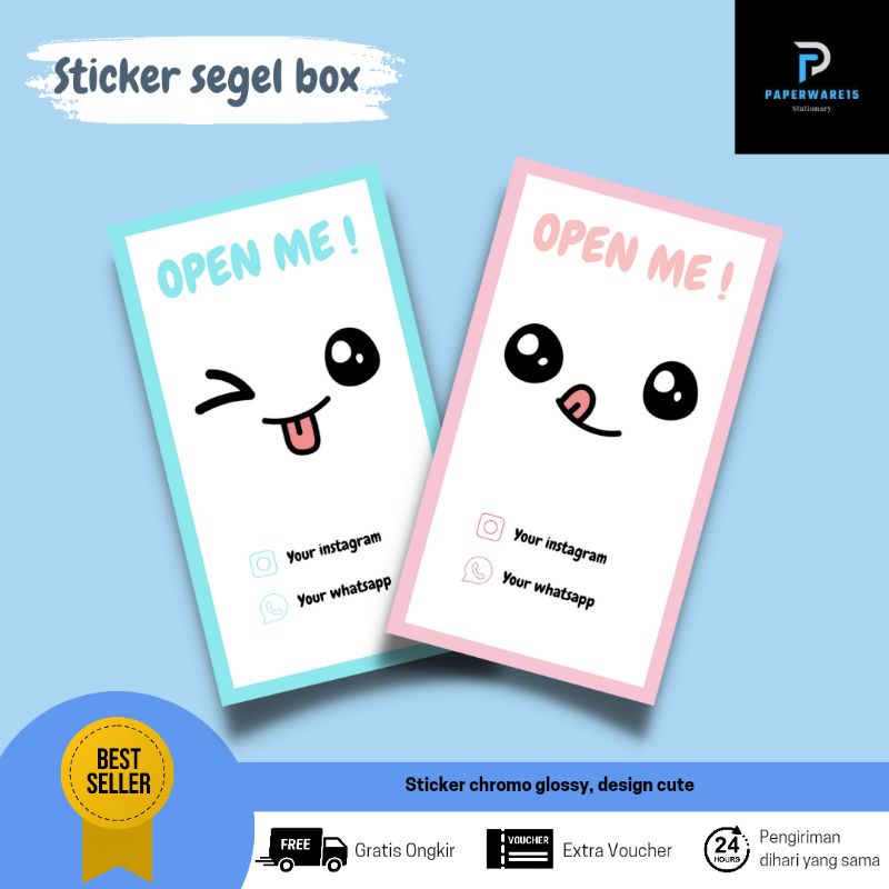 Jual sticker box packaging/sticker label open me/sticker label box open ...