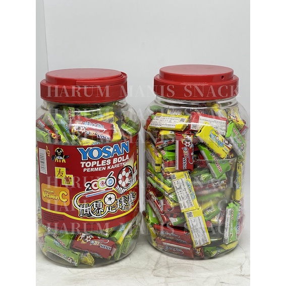 Jual Permen Karet Yosan Toples Bola isi 200 x 2gr BERHADIAH GELAS ...