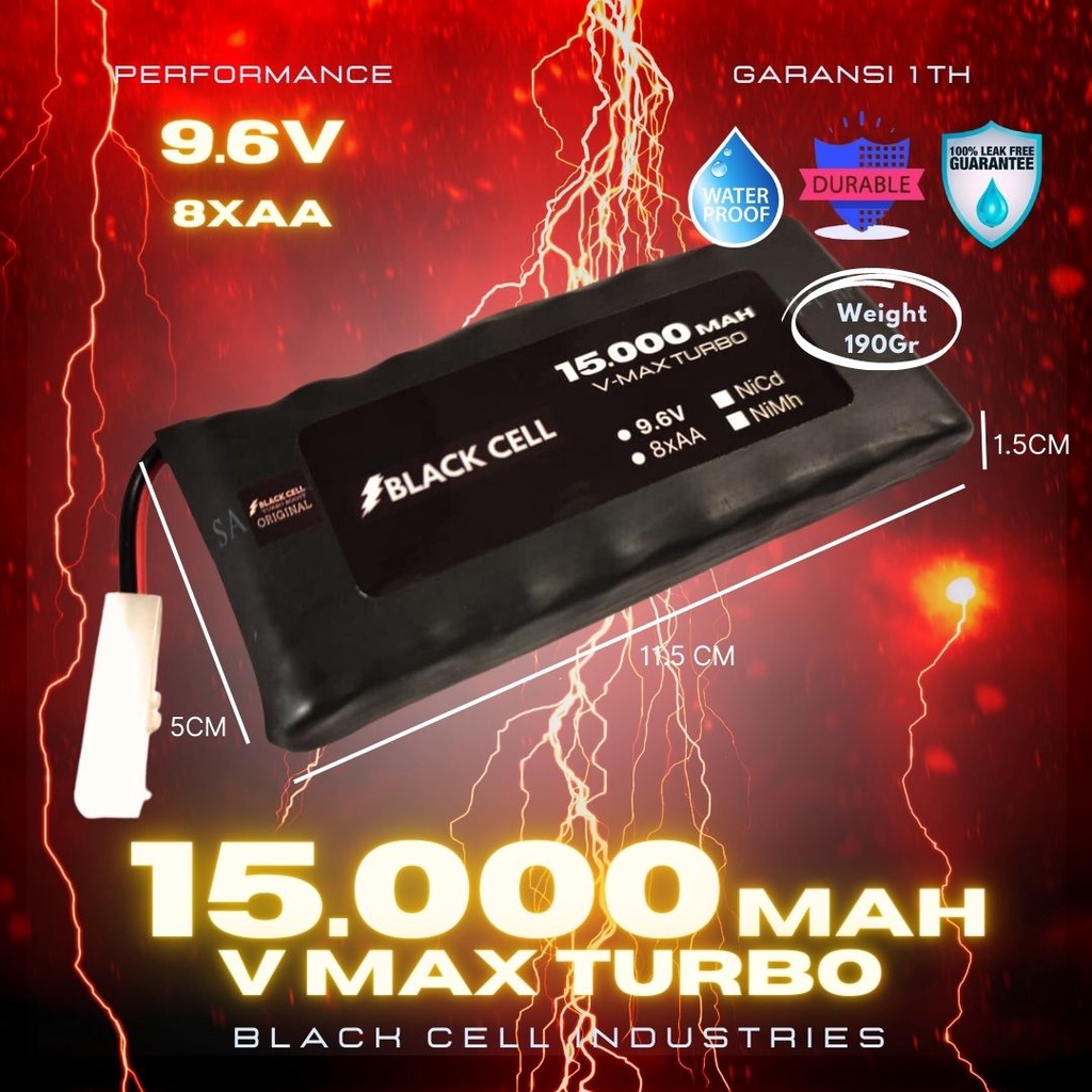 Jual RC Upgrade Battery BLACK CELL V MAX TURBO 15000MAH 9.6V 8xAA ...