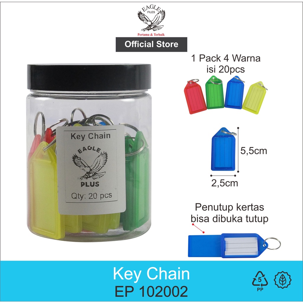 Jual Gantungan Kunci Key Ring Name Tag Label EAGLE PLUS Isi 20/pack EP ...
