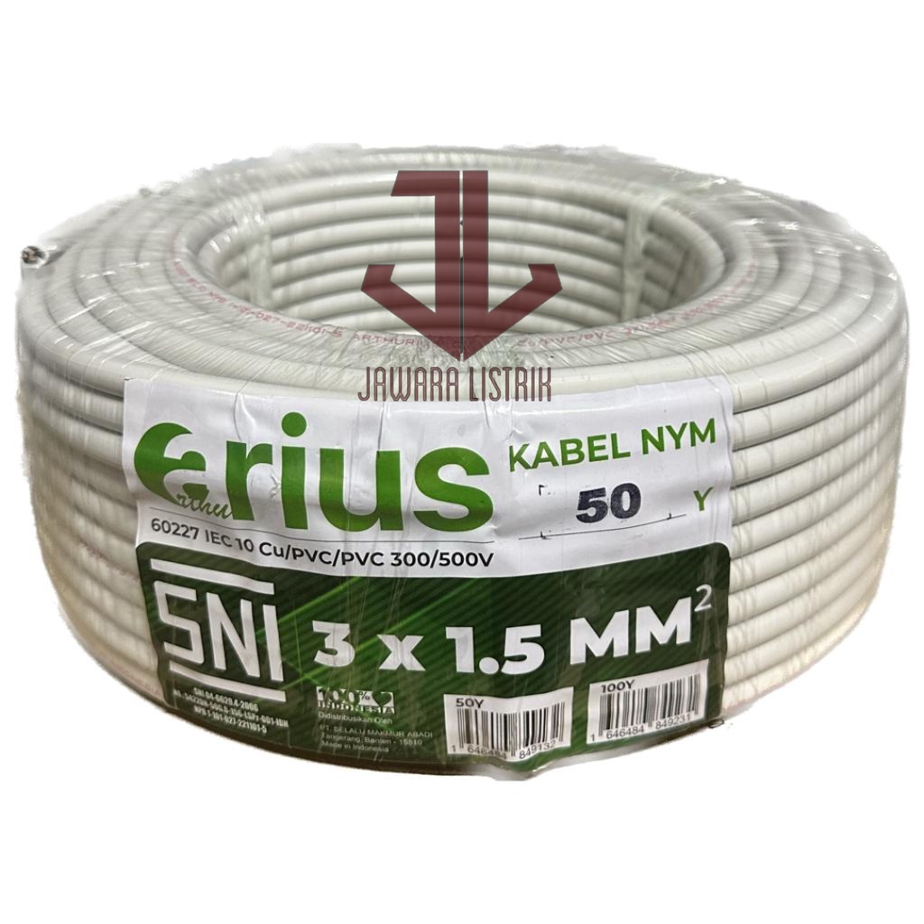 Jual DYMA ARIUS KABEL NYM KAWAT TEMBAGA MURAH 3X1,5 50 YARD ROLL ROLLAN ...
