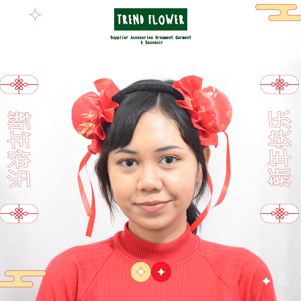 Jual Bando jepit aksesoris wanita imlek aksesoris remaja merah sincia ...
