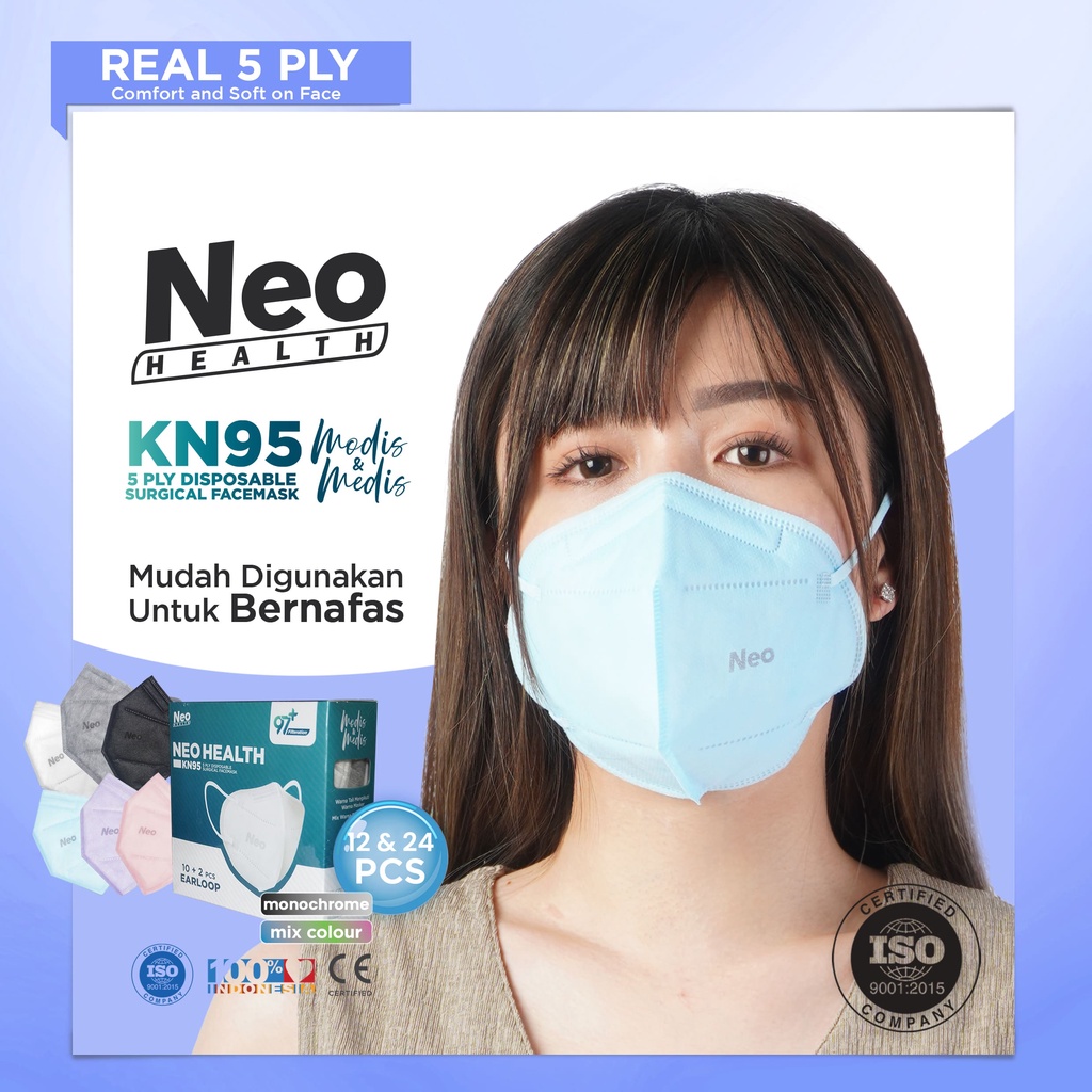 Jual Neo KN95 Mask '12S dan '24S 5Ply Earloop Masker Neo KN95 5ply masker medis isi 12pcs dan ...