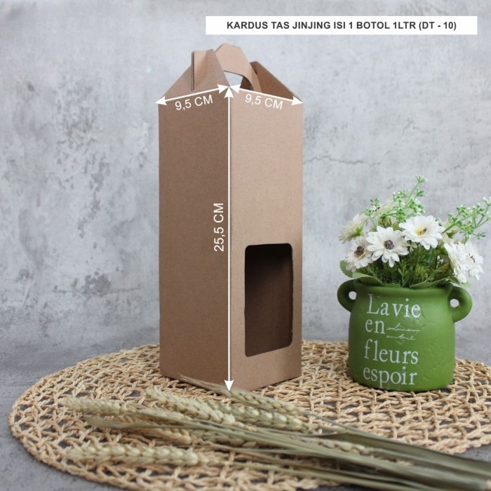 Jual 10 pcs box kraft coklat jinjing packaging botol 1 liter ukuran 9.5 ...