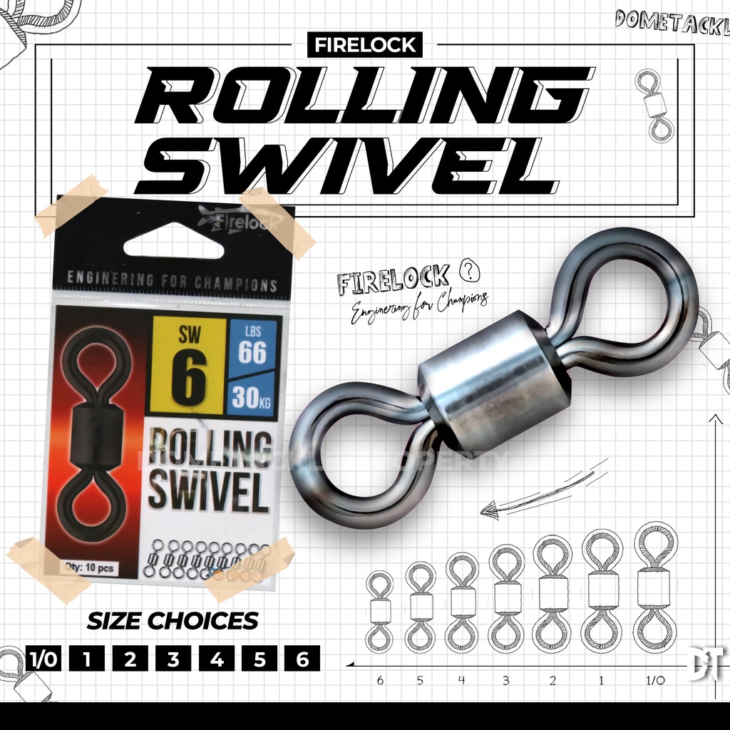 Jual Firelock Kili Kili Rolling Swivel Pancing 1/0 1 2 3 4 5 6 8 10 ...