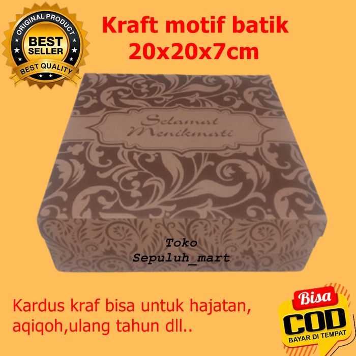 Jual Kotak nasi kraft/kardus kue/ bok kardus 20x20 murah/box nasi kraf ...