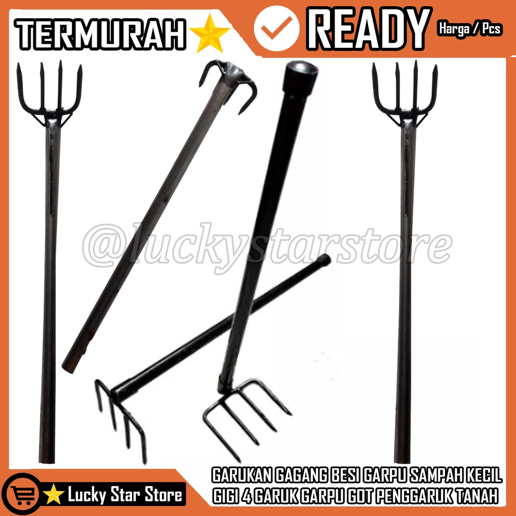 Jual GARUK KECIL GAGANG BESI GIGI 4 CANGKUL GARUKAN PACUL SAMPAH ...