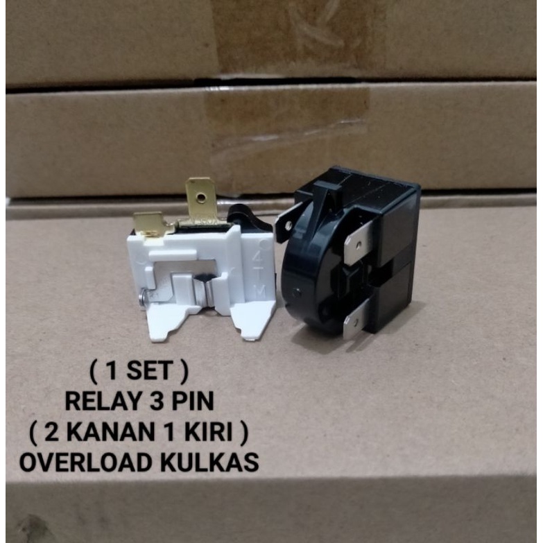 Jual [ 1 SET ] Relay 3 Pin + Ptc Overload Kulkas 1 Pintu / 2 Pintu ...