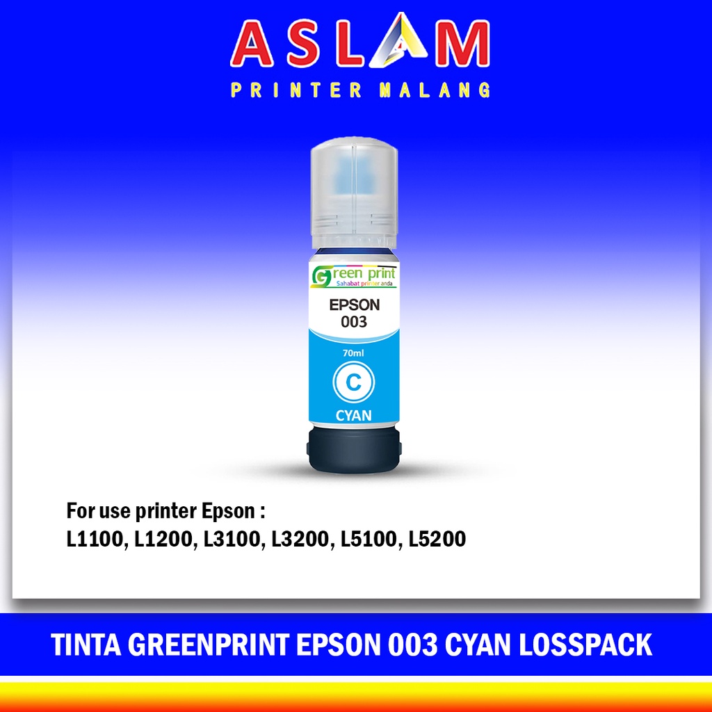 Jual Tinta Green Print Epson Cyan 70 ml Printer Epson L1110 L3110 L3150 ...