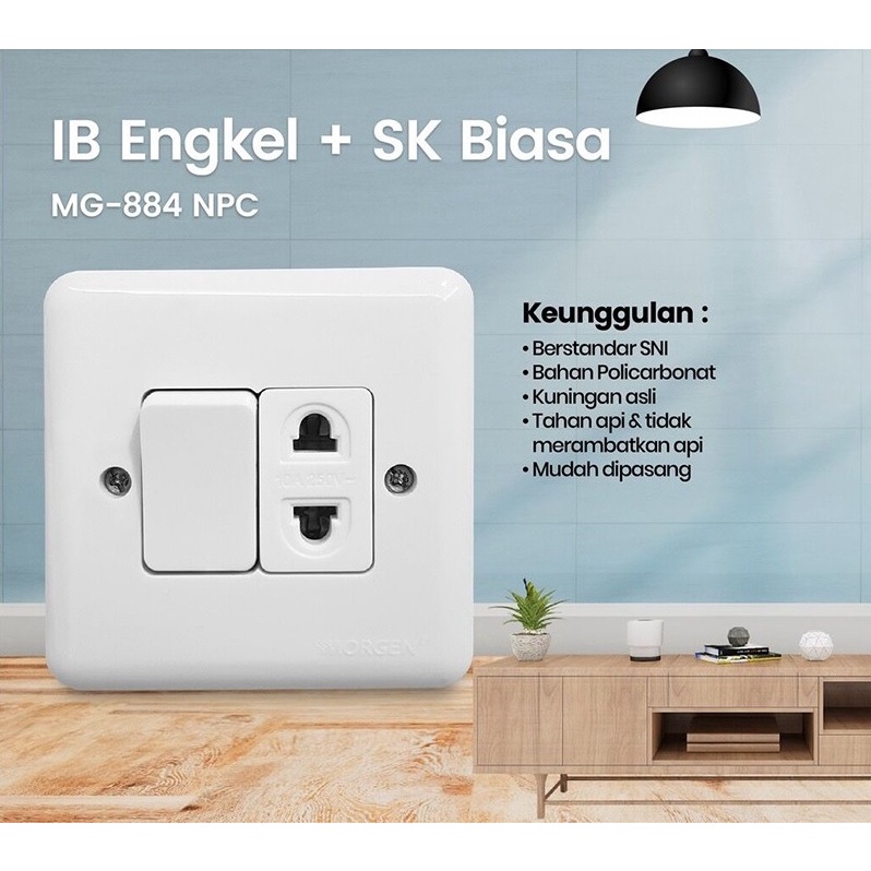 Jual Stop Kontak BIASA + Saklar Engkel MORGEN IB - MG-884-NPC | Shopee Indonesia