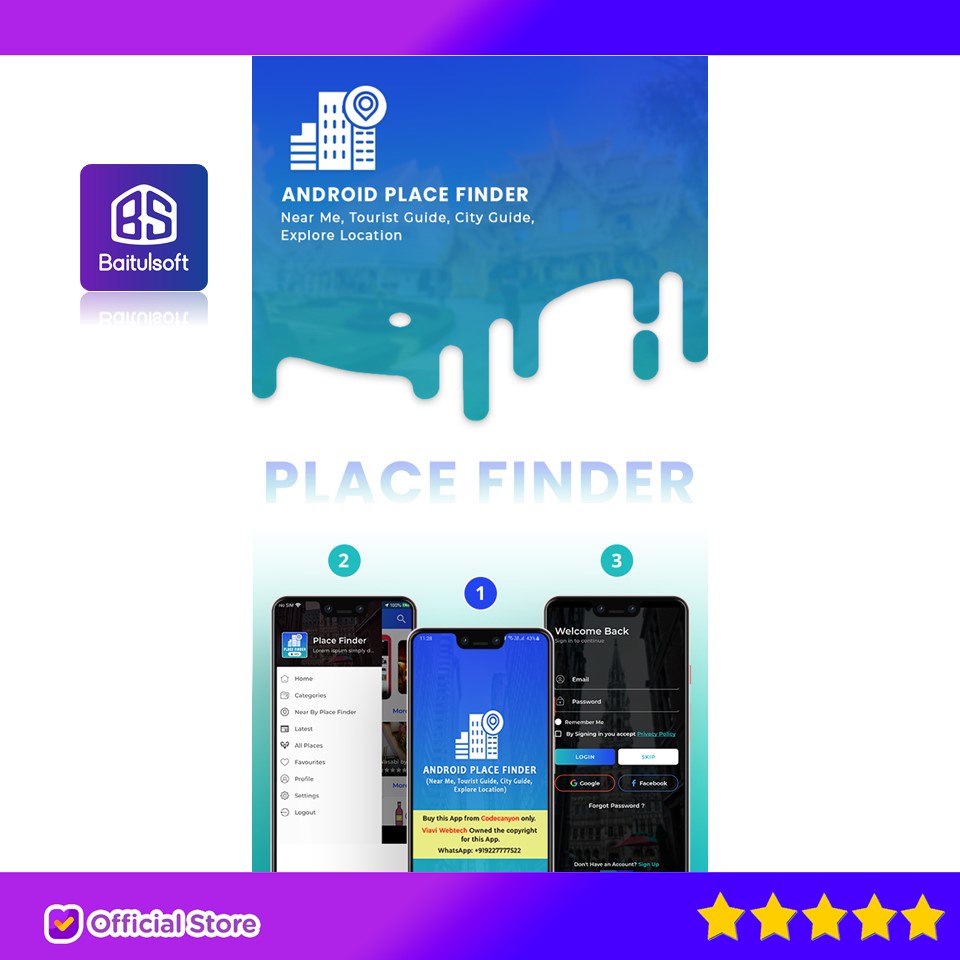 Jual SOURCE CODE APLIKASI ANDROID PLACE FINDER (NEAR ME,TOURIST GUIDE ...