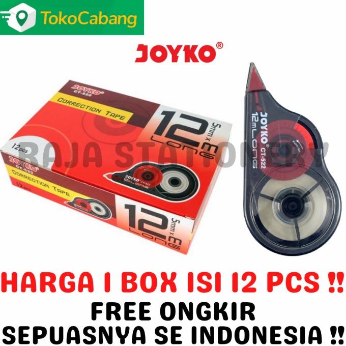 Jual JOYKO CORRECTION TAPE 12m TIPEX KERTAS JOYKO TIPX CT-522 1 BOX 12 ...
