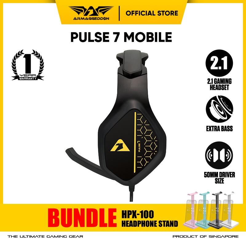 Jual Headphone Gaming Armaggeddon Pulse 7 Bundle Stand Headset HPX-100 ...