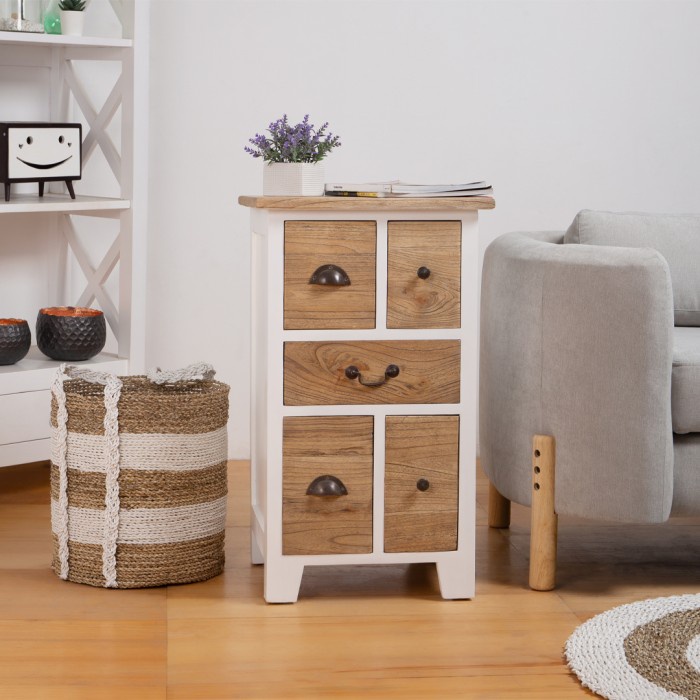 Jual Table Meja Samping Nakas Kayu Minimalis 5 Laci Sona Bed Side Table - Isiruma | Shopee Indonesia