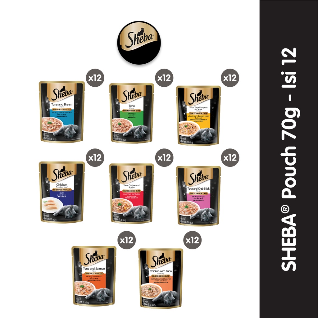 Jual SHEBA Pouch Makanan Kucing Basah Dewasa Premium 70g 12 Pack ...