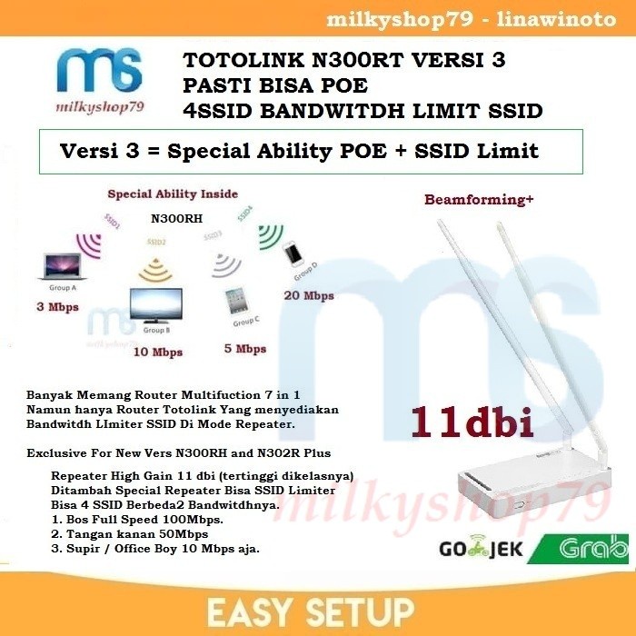 Jual Router Totolink N300Rh 7 In 1 Beamforming Super Double Long Range 11Dbi | Shopee Indonesia