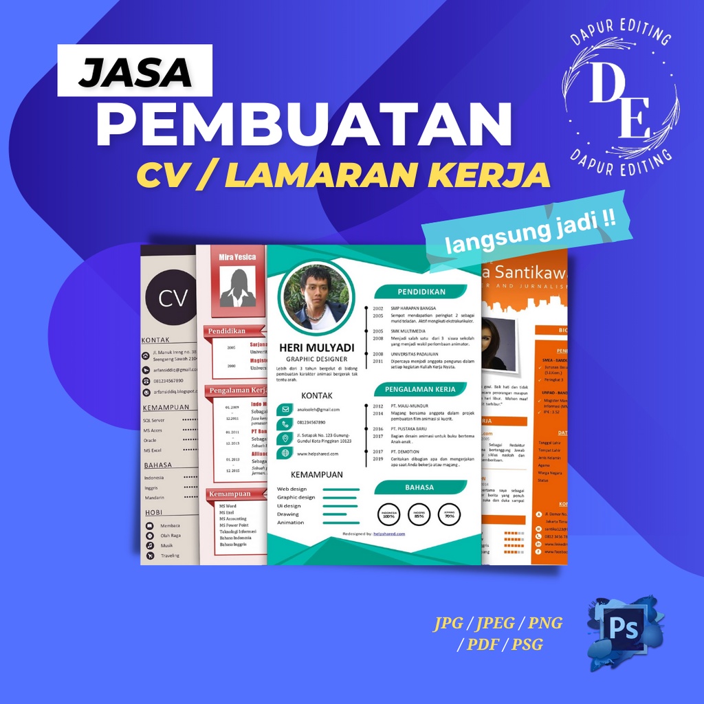 Jual Curriculum Vitae | Jasa Pembuatan CV | Desain CV | Lamaran Kerja - DESAIN TERBARU | Shopee ...