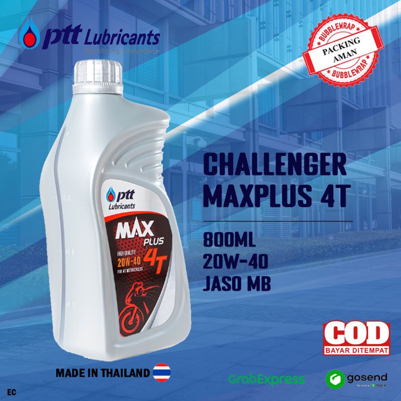 Jual PTT Lubricant MAX PLUS 4T SAE 20W-40 - OLI MOTOR 4T API SF 0,8L ...