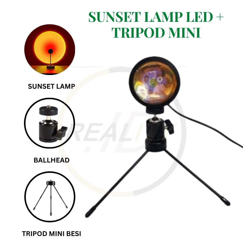 Jual [PAKET] SUNSET LAMP + TRIPOD MINI BESI / LAMPU SUNSET AESTHETIC ...