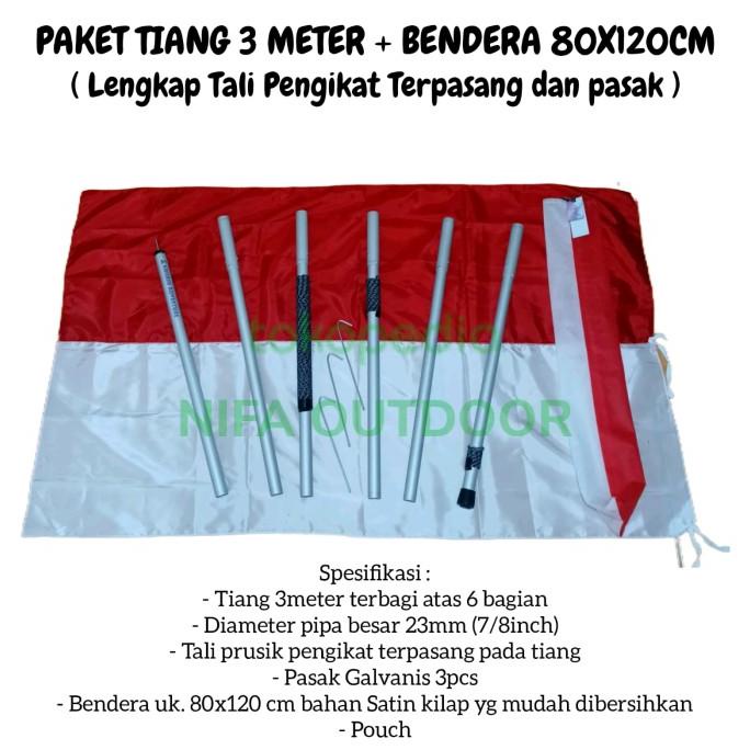 Jual Paket Tiang Alum 3 Meter dan Bendera merah putih lengkap | Shopee Indonesia