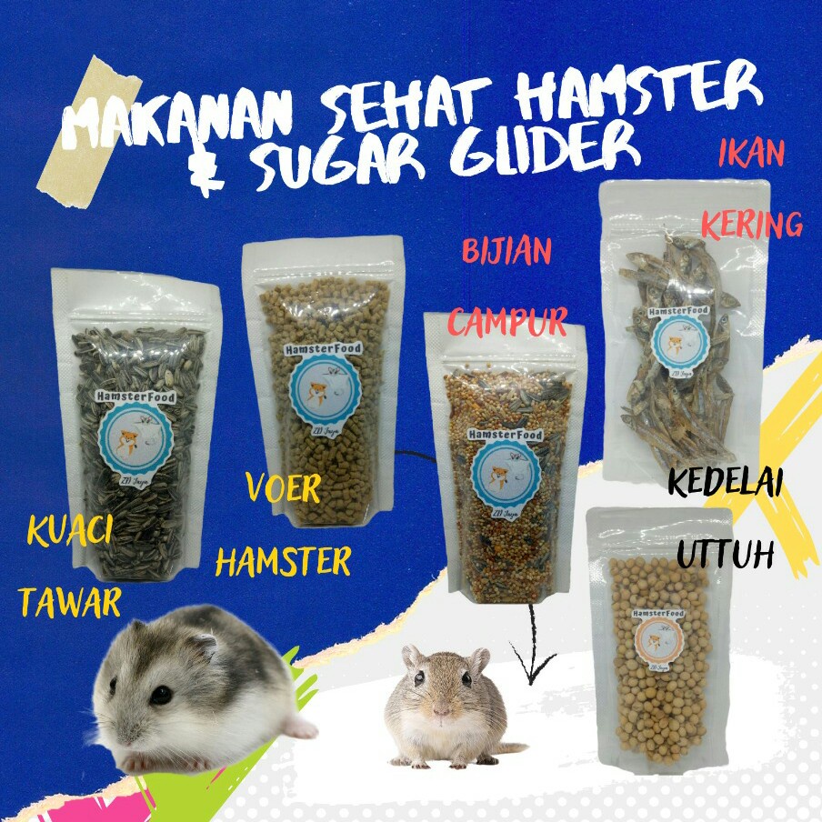 Jual Makanan Hamster Gerbil Kuaci Voer Hamster Bijian Mix Ikan Kering ...