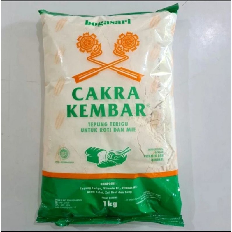 Jual Tepung Terigu CAKRA KEMBAR 1kg ( Protein Tinggi ) / Tepung Terigu ...