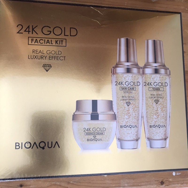 Jual ‼️CLEARANCE SALE‼️NEW SEALED Bioaqua 24K Gold Facial Kit (Toner ...