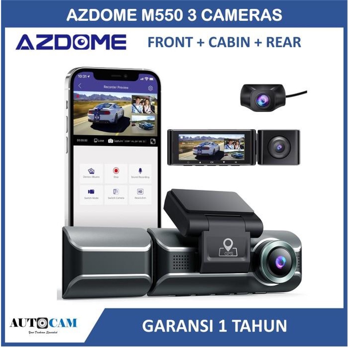 Jual AZDOME M550 3 Channel UHD 4K Dash Camera WiFi GPS Parking Monitor ...