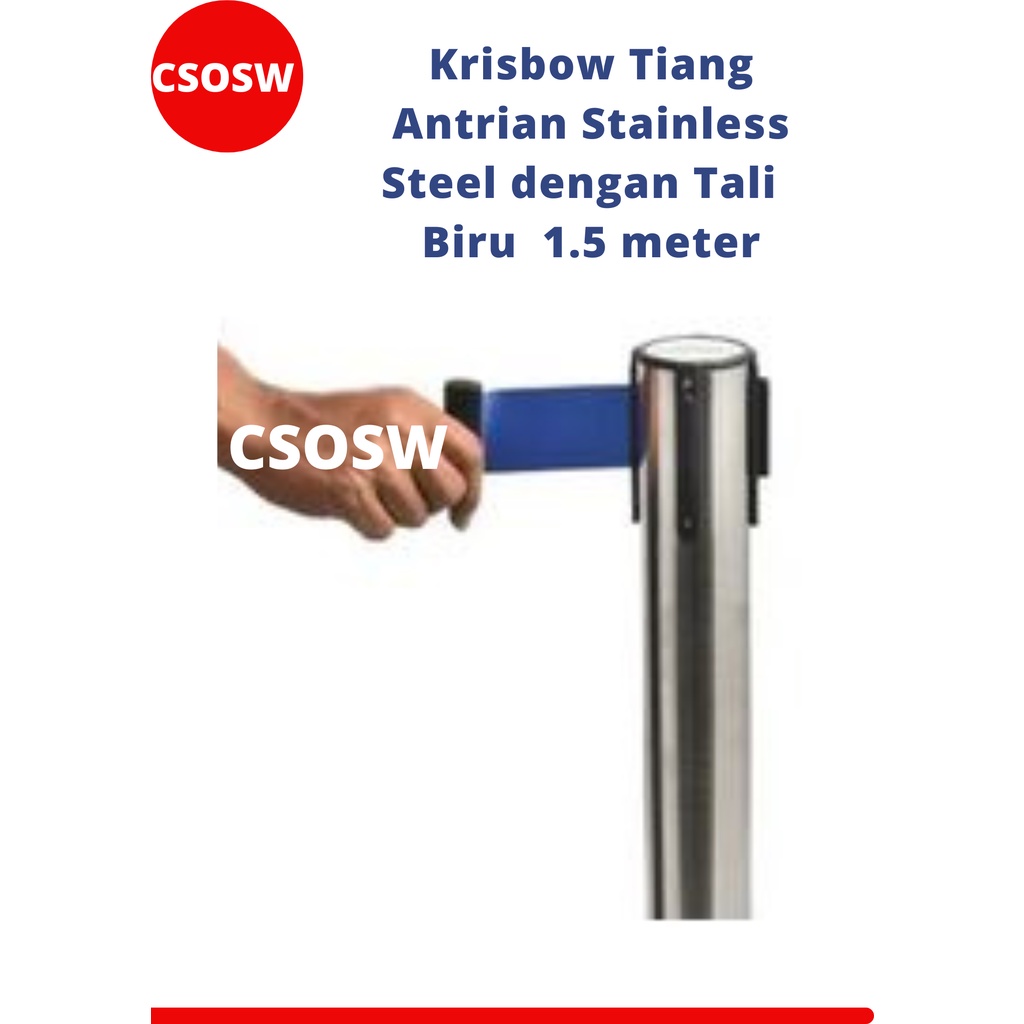 Jual Krisbow Tiang Antrian Dengan Tali Biru 1,5M Handrail Stainless ...