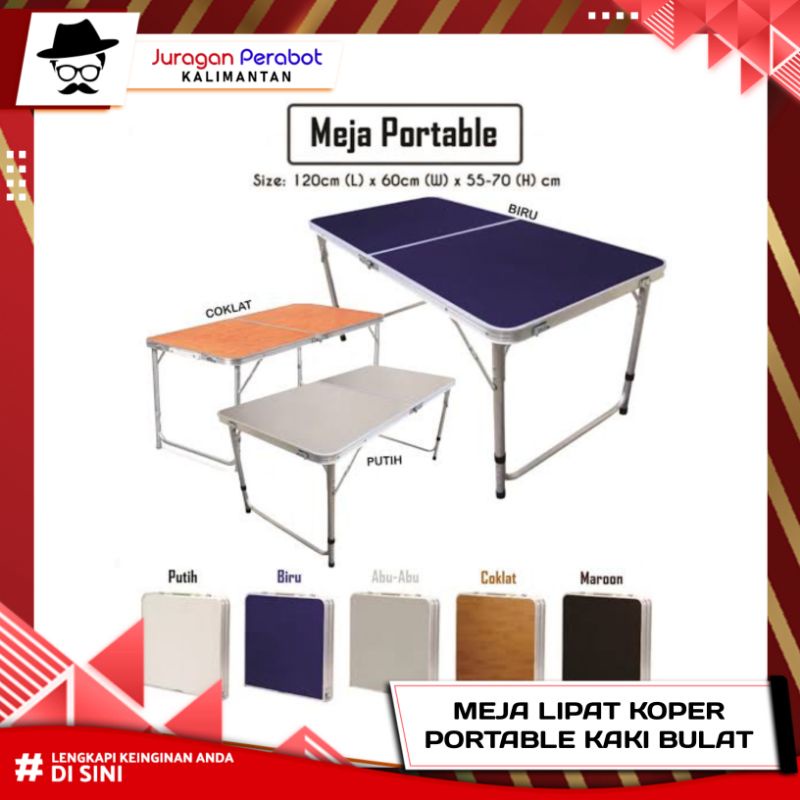 Jual Meja Lipat Koper Portable Kaki Bulat / Meja Lipat Koper Untuk Jualan / Meja Lipat Koper ...