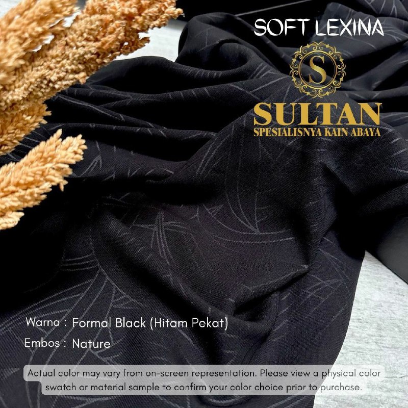 Jual 50CM EMBOS NATURE SOFT LEXINA FORMAL BLACK/ HITAM PEKAT KAIN ABAYA ...