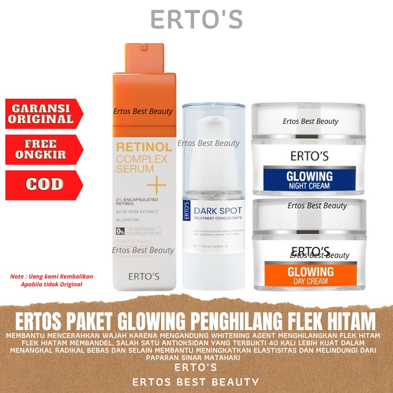 Jual Ertos Paket Flek Whitening Glow Glowing dan Bintik Hitam Wajah Kusam ( Retinol Complex Dark ...