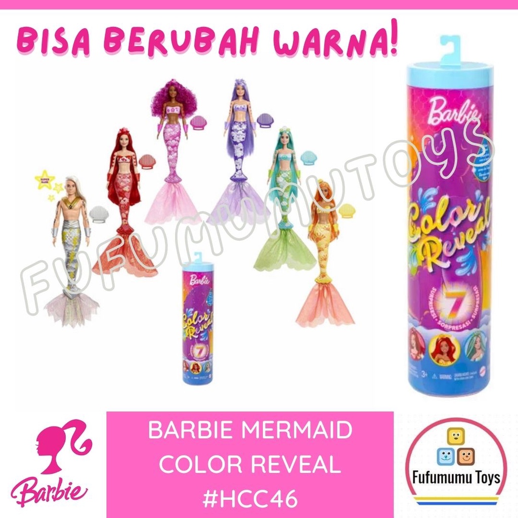 Jual Barbie Color Reveal Mermaid Doll HCC46 Surprise Random | Shopee ...