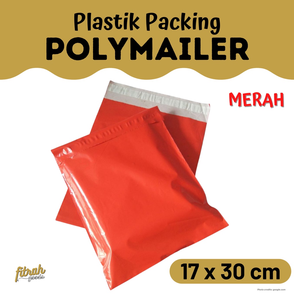 Jual Plastik Packing Polymailer Merah 17 x 30 cm (Pack 100 Lembar ...