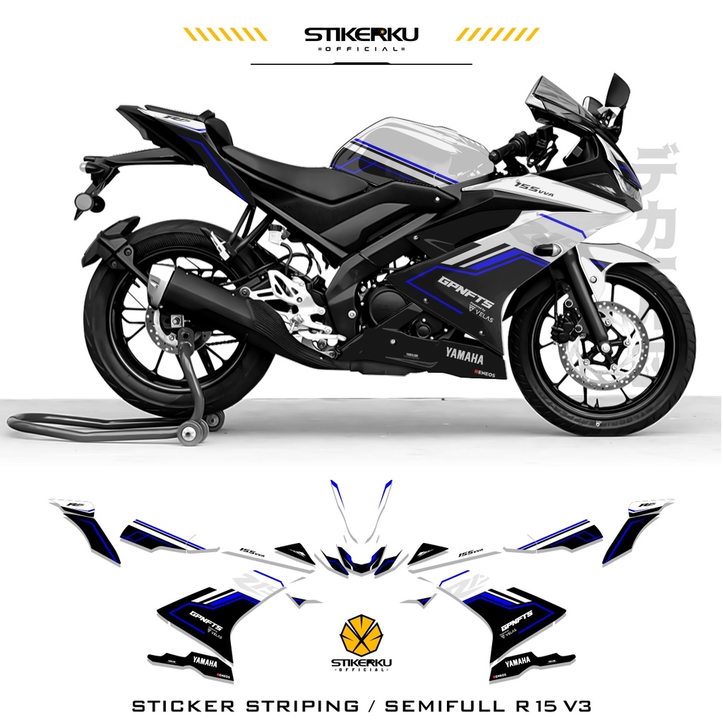 Jual STRIPING R15 V3 SEMIFULL / R15 V3 MOTIF 17 SIMPLE DASAR PUTIH ...