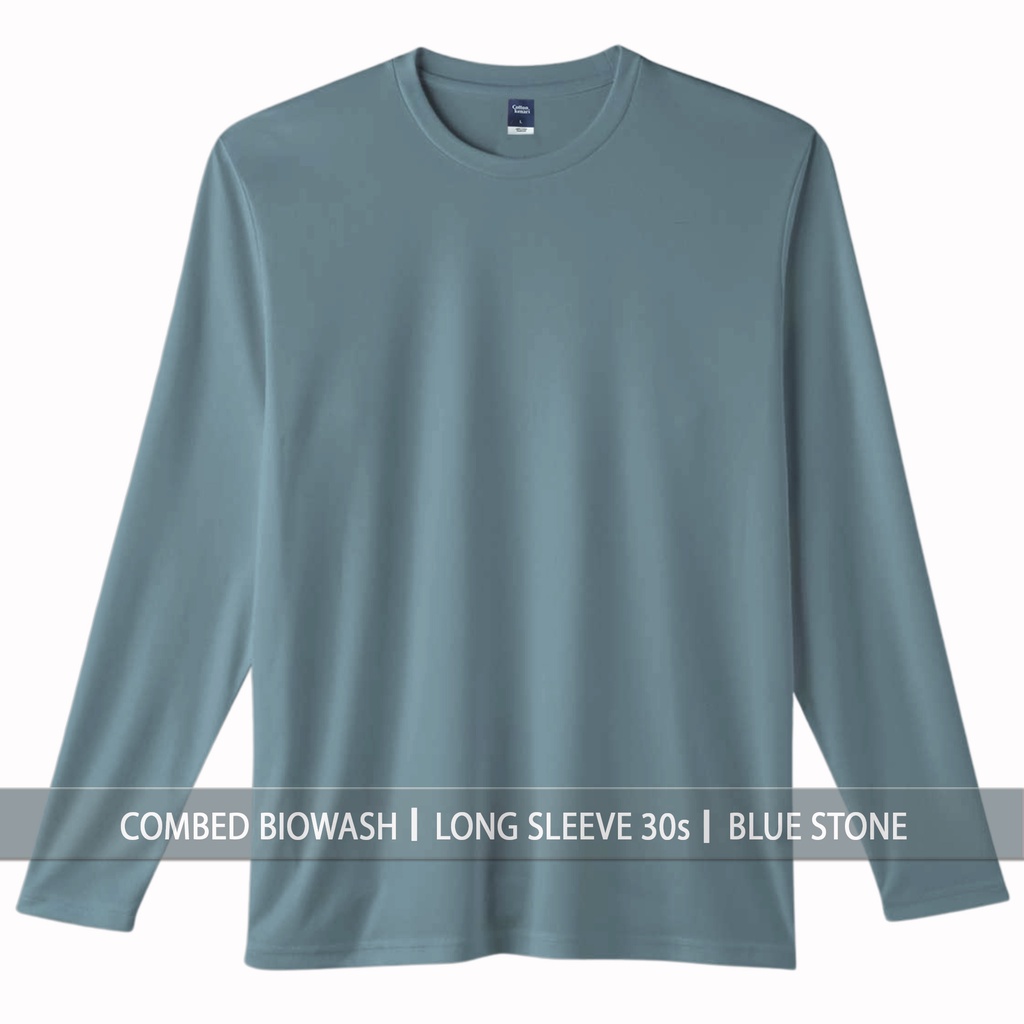 Jual LENGAN PANJANG | COTTON KENARI | BLUE STONE [ COMBED BIOWASH ...