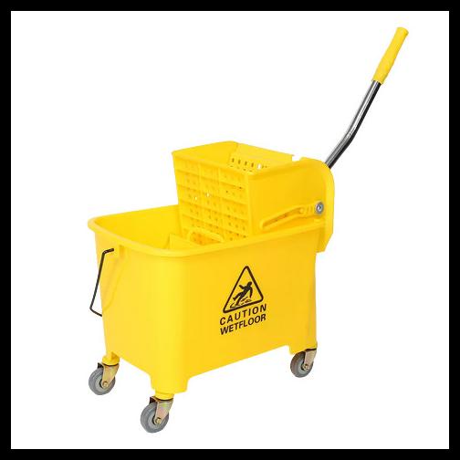 Jual Alat Pel Mop Single Bucket Cleaning Mop Wringer Press Trolley 20 L ...