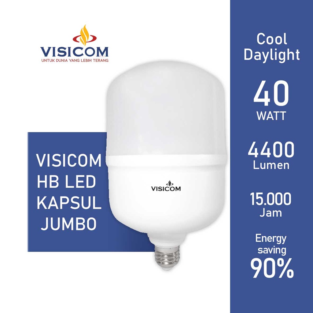 Jual VISICOM Lampu LED Kapsul Jumbo 40 Watt (HB) Hemat Energi - Cahaya Putih | Shopee Indonesia